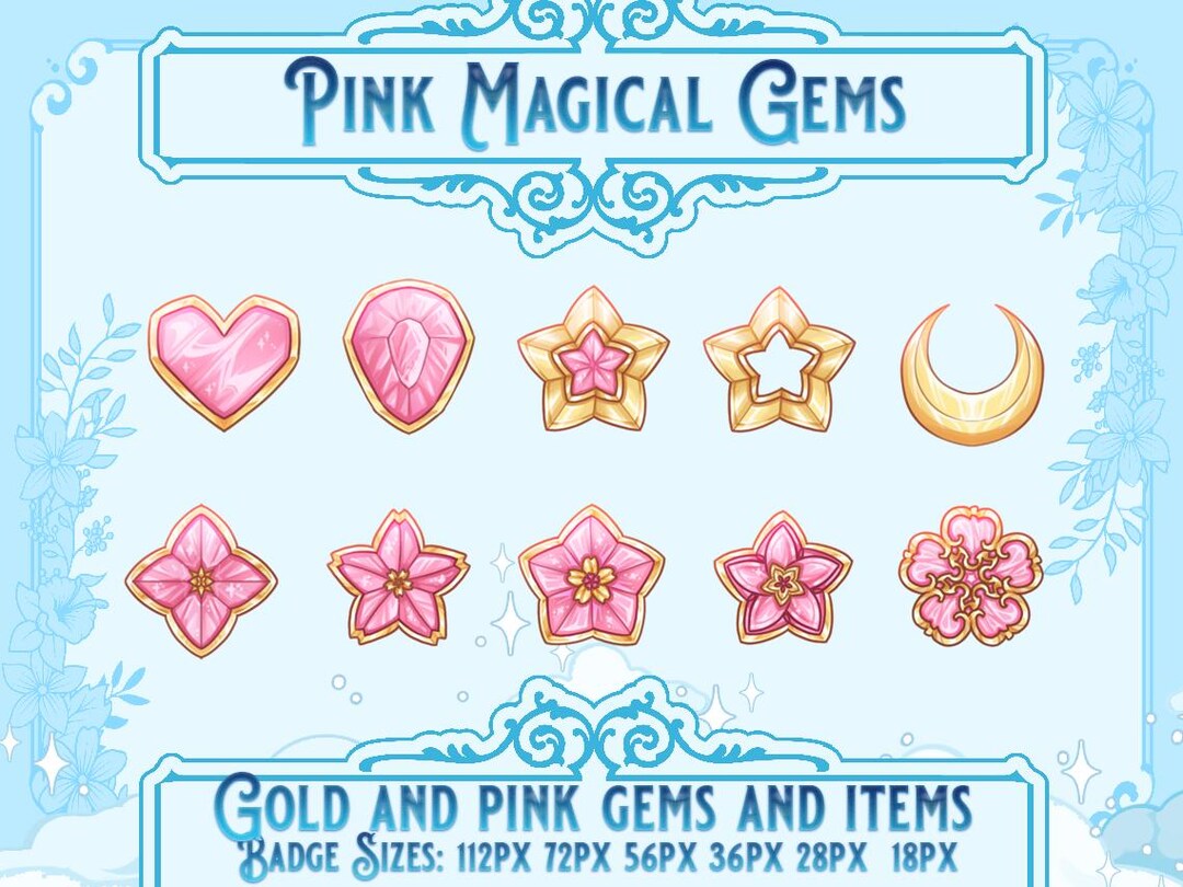 Pink Magical Gems Badges: Twitch/discord Sub Badges (10 Pack) - Etsy