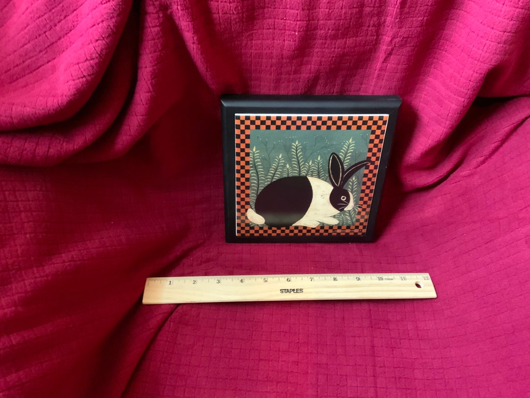 Warren Kimble Ceramic Tile Trivet Black & White Bunny - Etsy