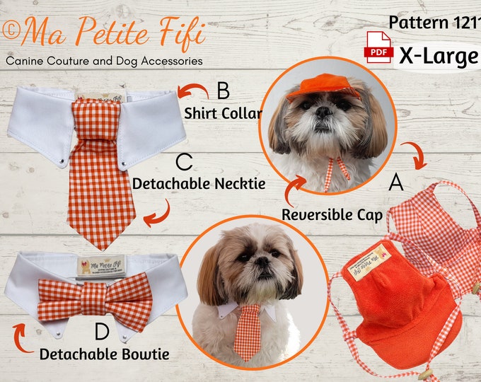 Dog Bowtie Collar, Pdf Sewing Pattern Size X-large, Dog Hat Pattern ...