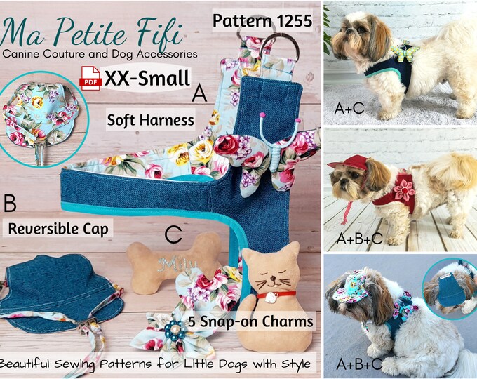 Step-in Dog Harness Pattern, Pdf Sewing Patterns, XXS Dog Harness, Dog ...