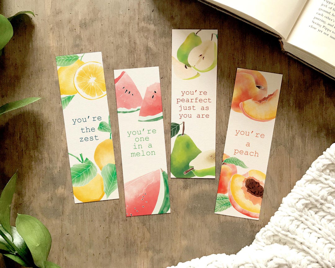 Fruit Themed Printable Bookmark Set of 4 | Party Favors | Book Club ...