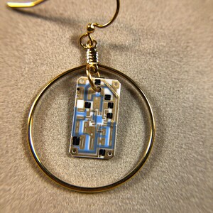 Circuit Board Earrings - Techie Gift - Gold and Blue Computer Earrings ...