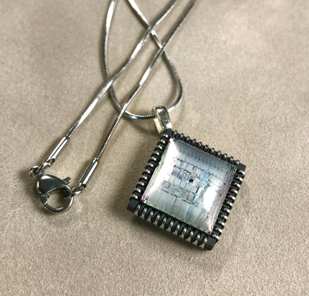 Microchip Necklace - - Stainless Steel Necklace - Techie Jewelry ...