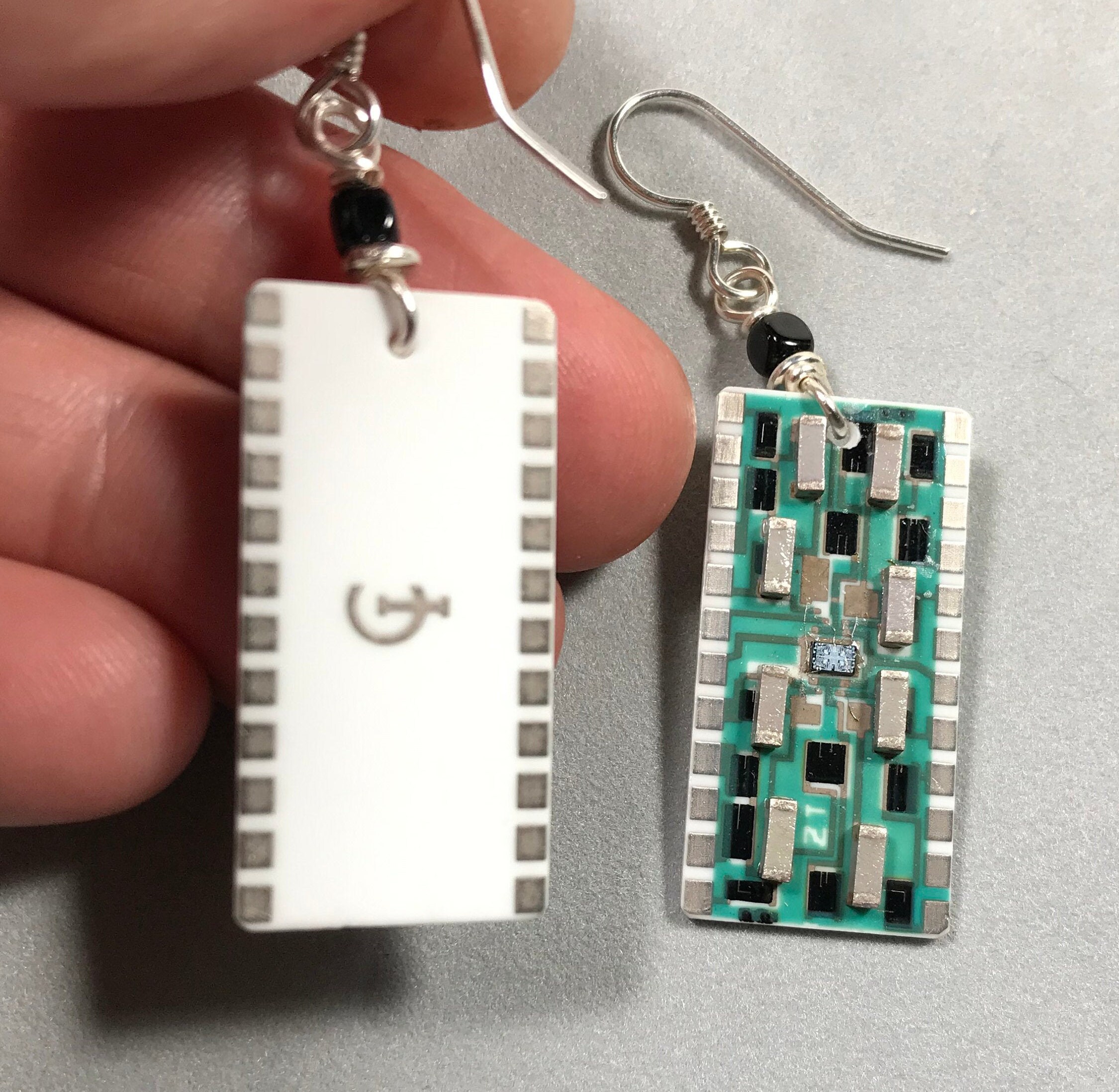Circuit Board Earrings - Geek Chic Earrings - Sterling Dangle Earrings ...