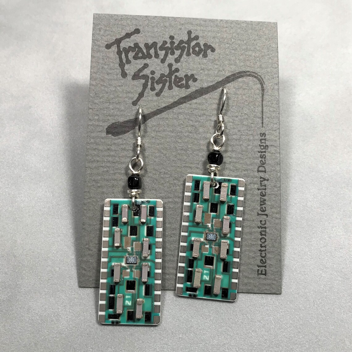 Circuit Board Earrings - Geek Chic Earrings - Sterling Dangle Earrings - Techie Jewelry ...