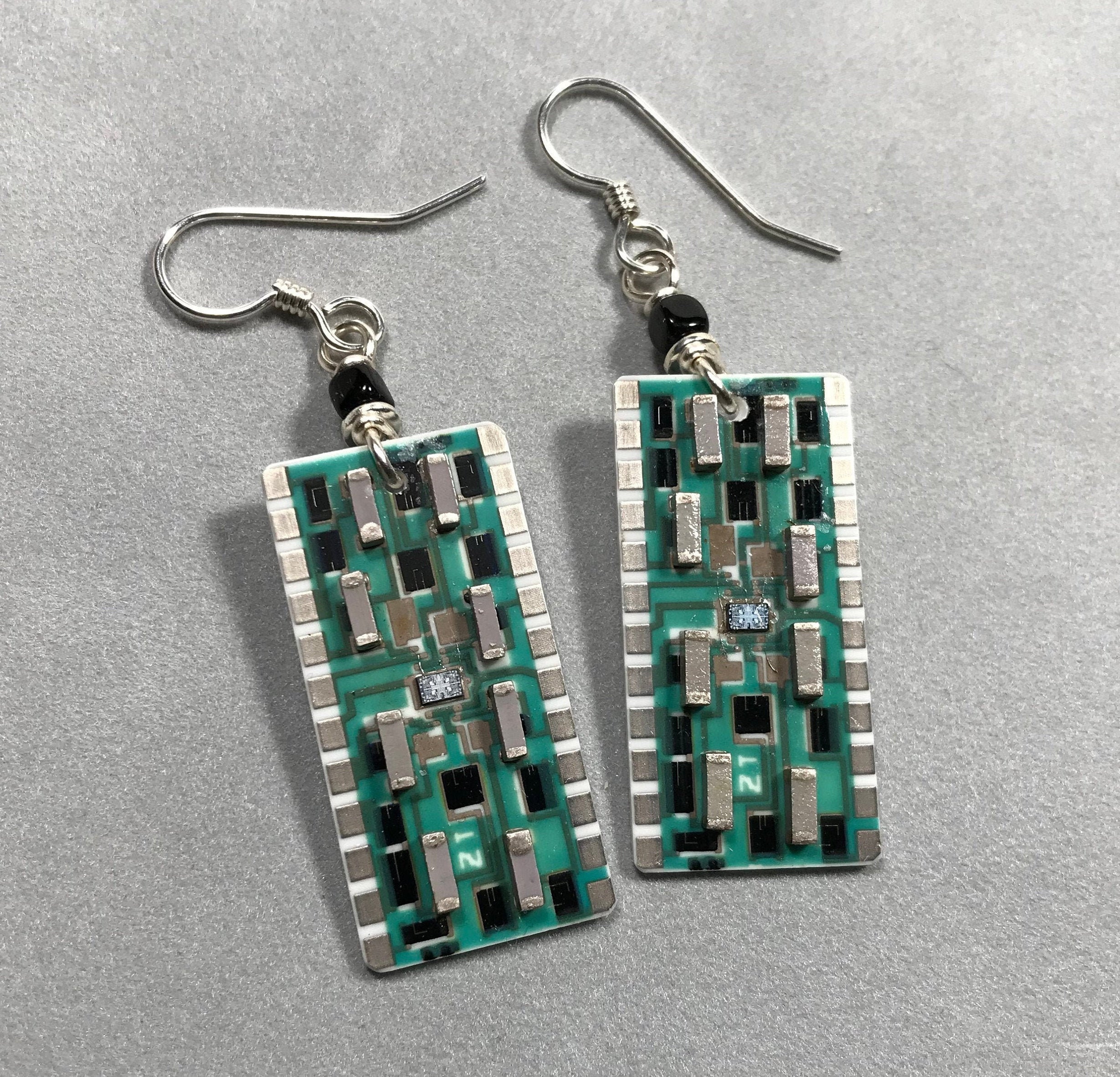 Circuit Board Earrings - Geek Chic Earrings - Sterling Dangle Earrings - Techie Jewelry ...