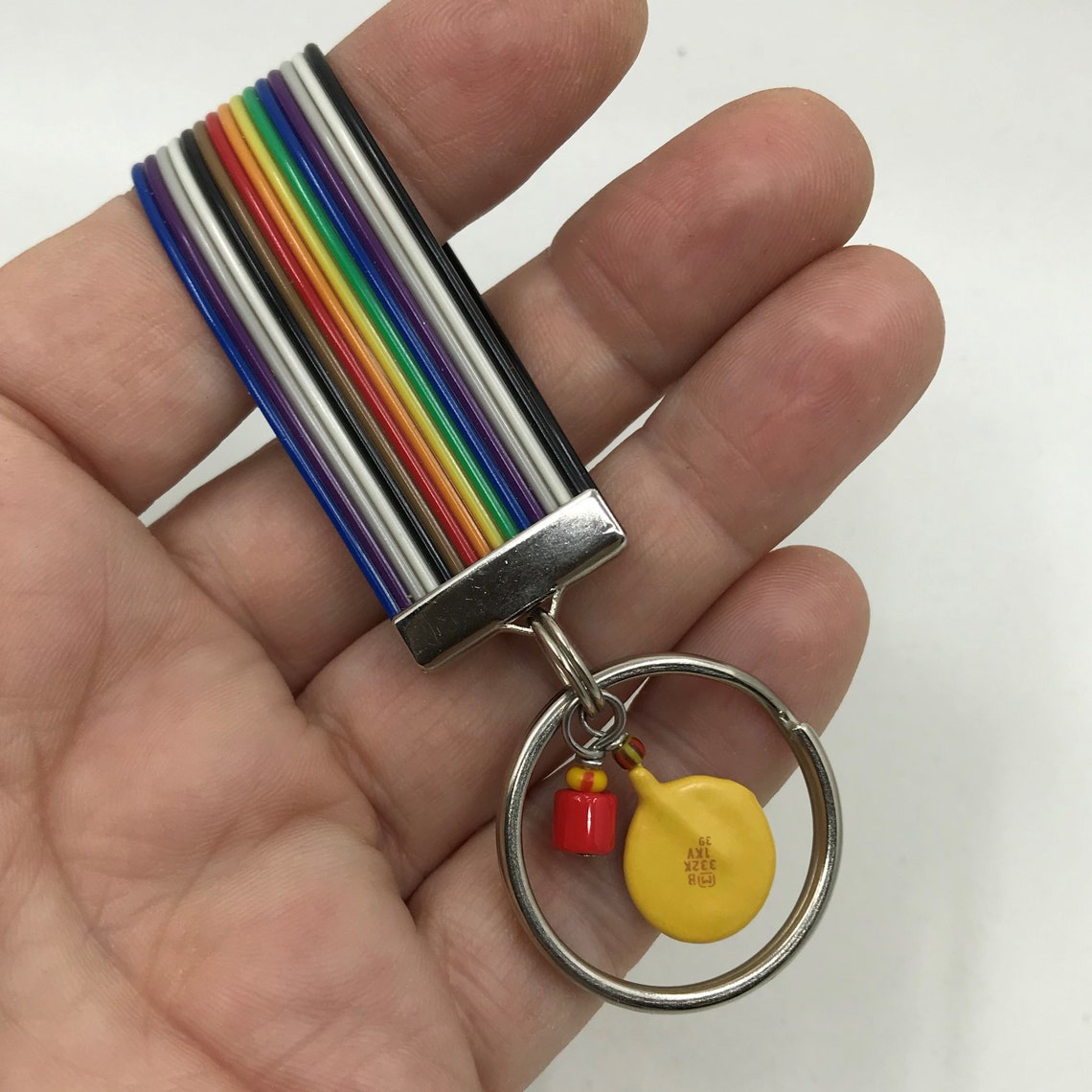 Rainbow Wire Keychain With Capacitor Accent Pride Keychain LGBTQ Gift ...
