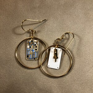 Circuit Board Earrings - Techie Gift - Gold and Blue Computer Earrings ...