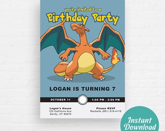Charizard Invitation | Etsy