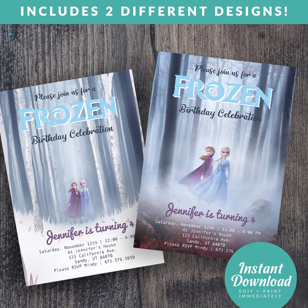Frozen 2 Birthday Invitation: Anna & Elsa (editable Instant Download ...