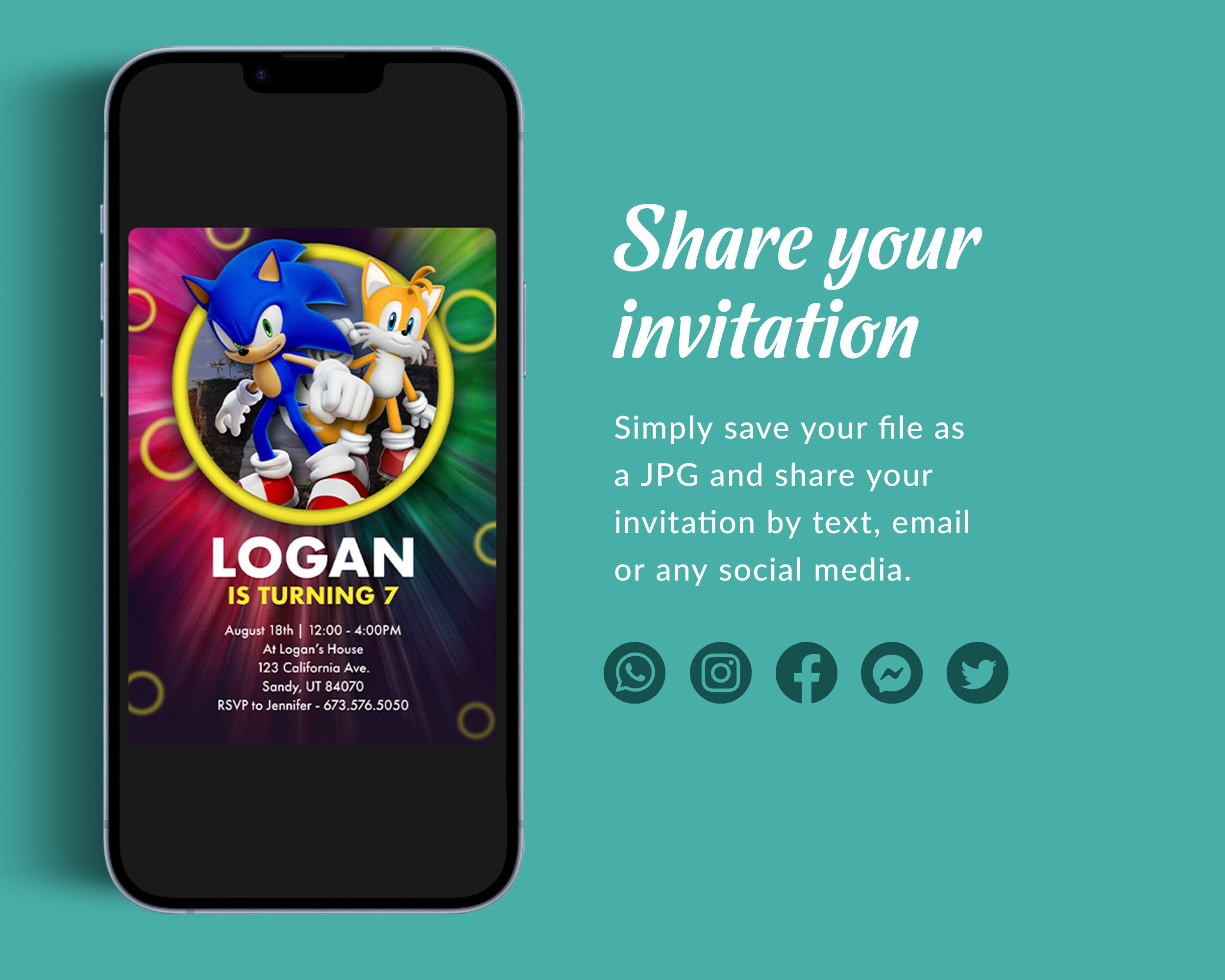 Sonic the Hedgehog Birthday Invitation Sonic Invite Sonic - Etsy