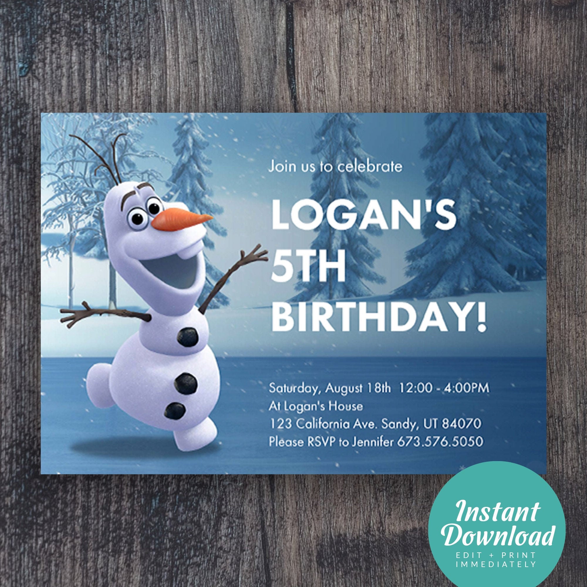 Frozen 2 Birthday Invitation, Frozen Invitation, Olaf Invite, Olaf ...