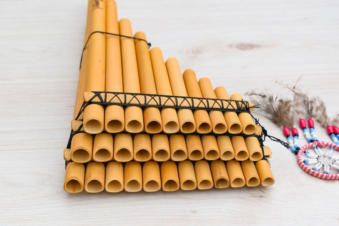 Andean Flute Zampoña ~ Three Row Professional Chromatic Panpipe ~ Key ...