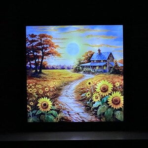 Light up Rustic Fall Sunset Shadow Box, Farmhouse Style Sunflowers ...