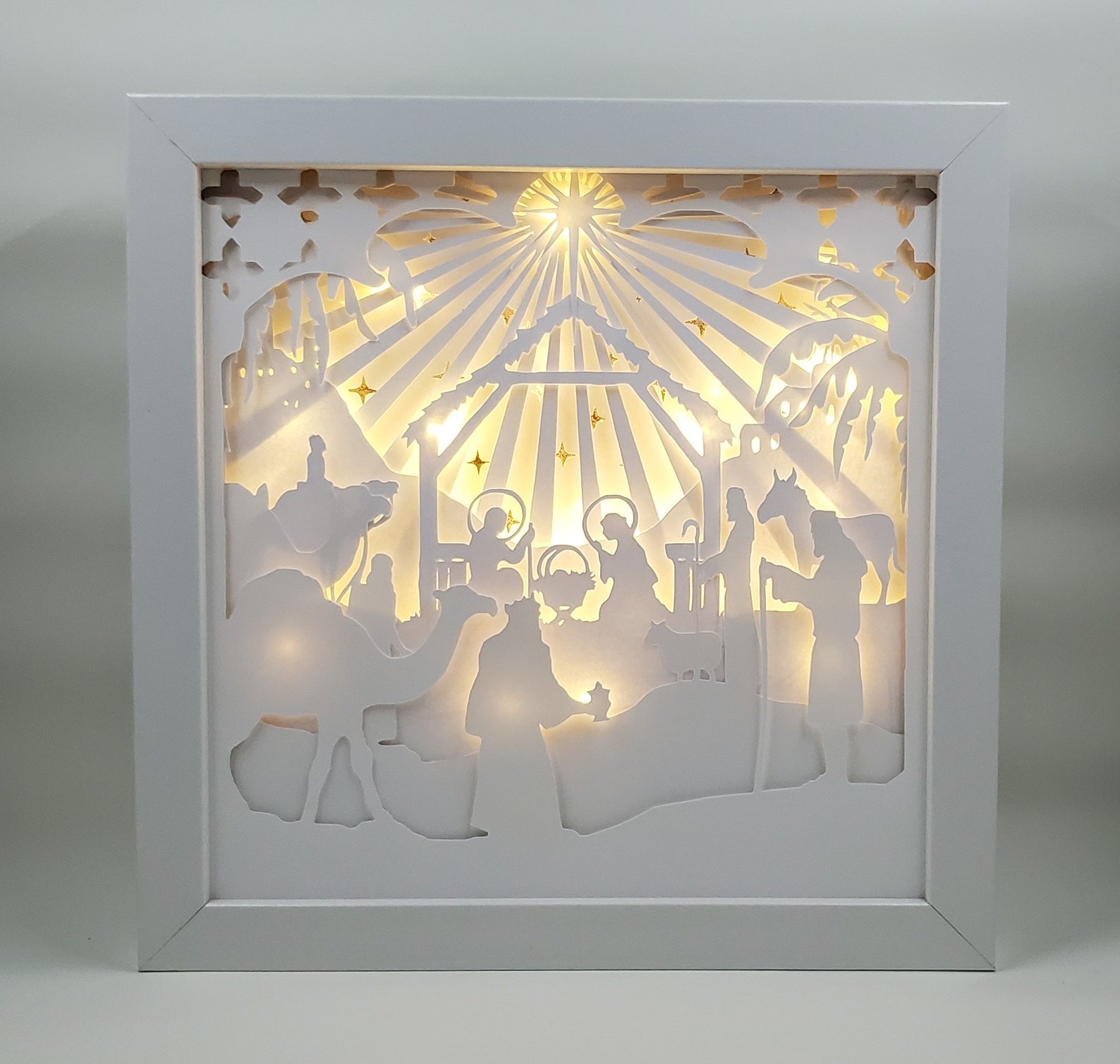 Decorative Nativity Scene Light up Shadow Box Nativity - Etsy