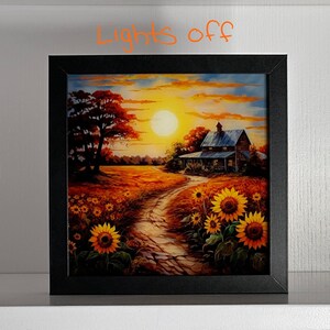 Light up Rustic Fall Sunset Shadow Box, Farmhouse Style Sunflowers ...