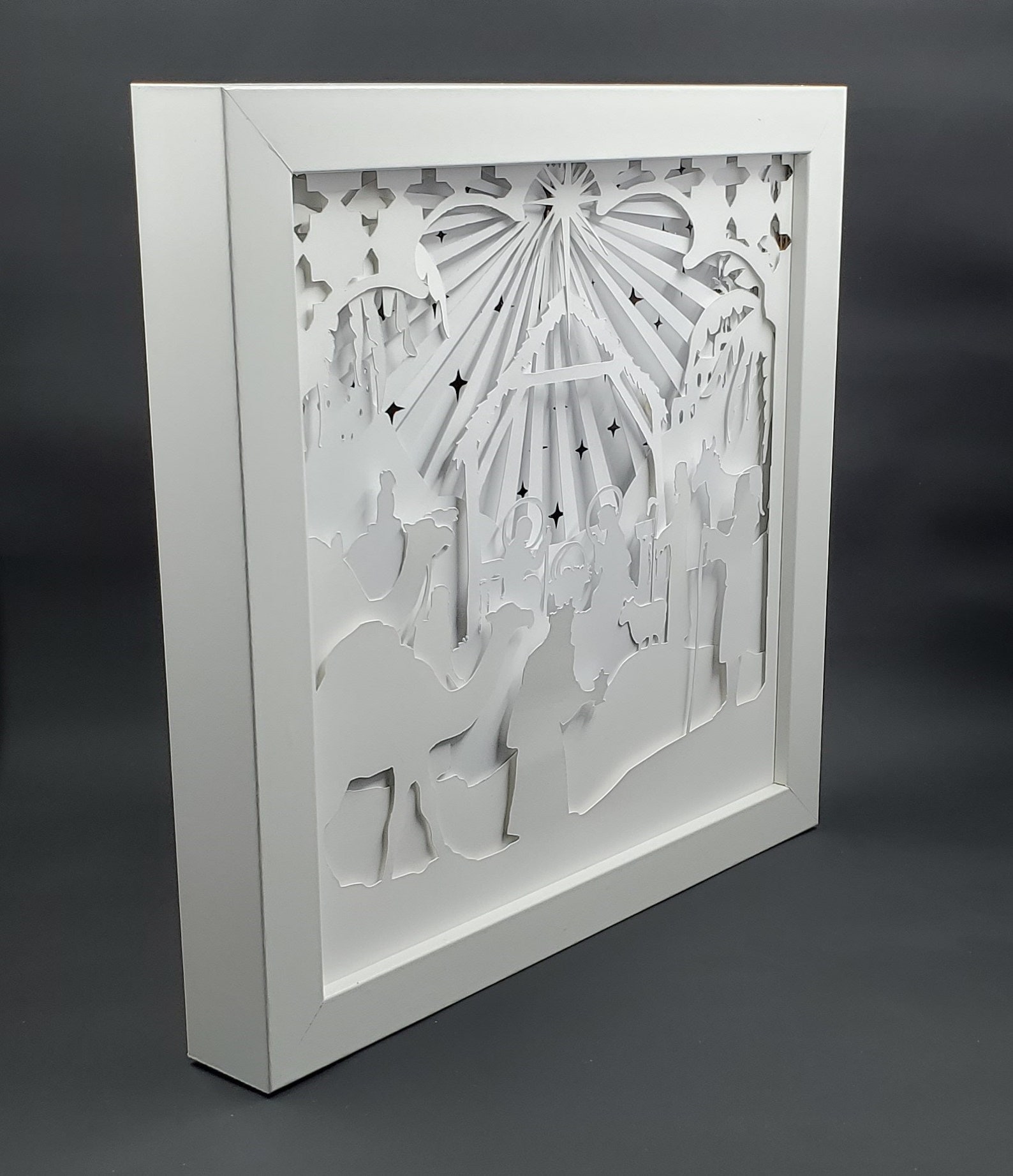 Decorative Nativity Scene Light up Shadow Box Nativity - Etsy