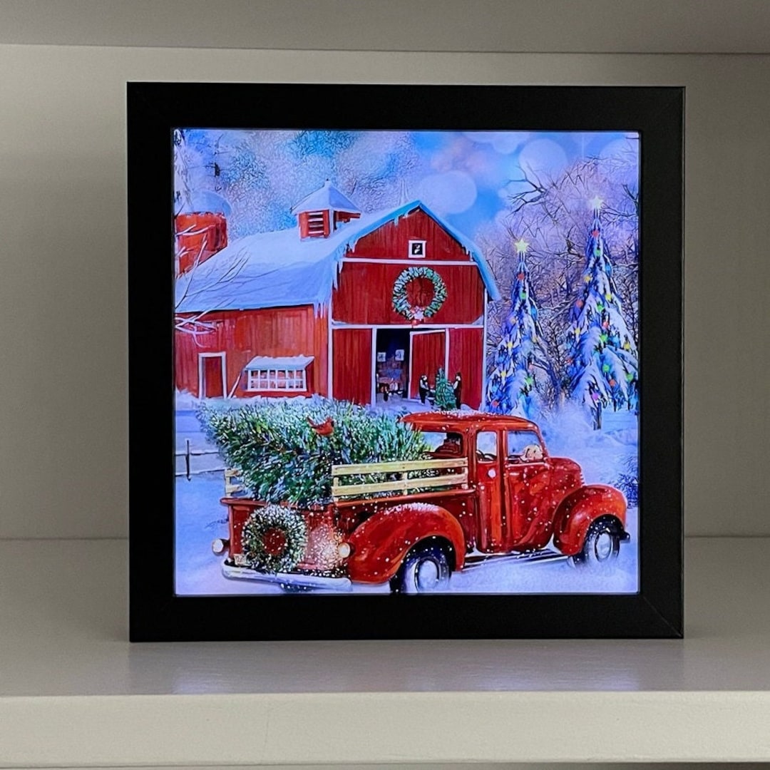 Christmas Tree Barn Light-up Shadow Box: Holiday Home Decor - Etsy