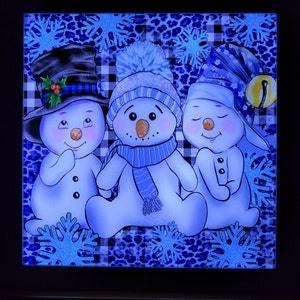 Snowmen Christmas Home Decor, Christmas Light-up Shadow Box, Christmas ...