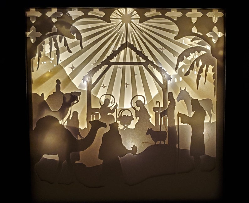 Decorative Nativity Scene Light up Shadow Box Nativity - Etsy