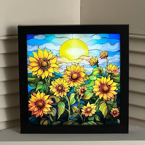 Light up Sunflower Shadow Box, Fall Decor, Sunflower Decor, Sunflower ...