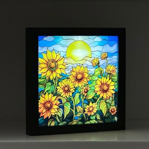 Light up Sunflower Shadow Box, Fall Decor, Sunflower Decor, Sunflower ...