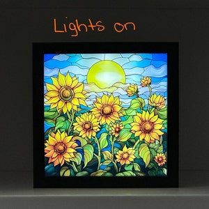Light up Sunflower Shadow Box, Fall Decor, Sunflower Decor, Sunflower ...
