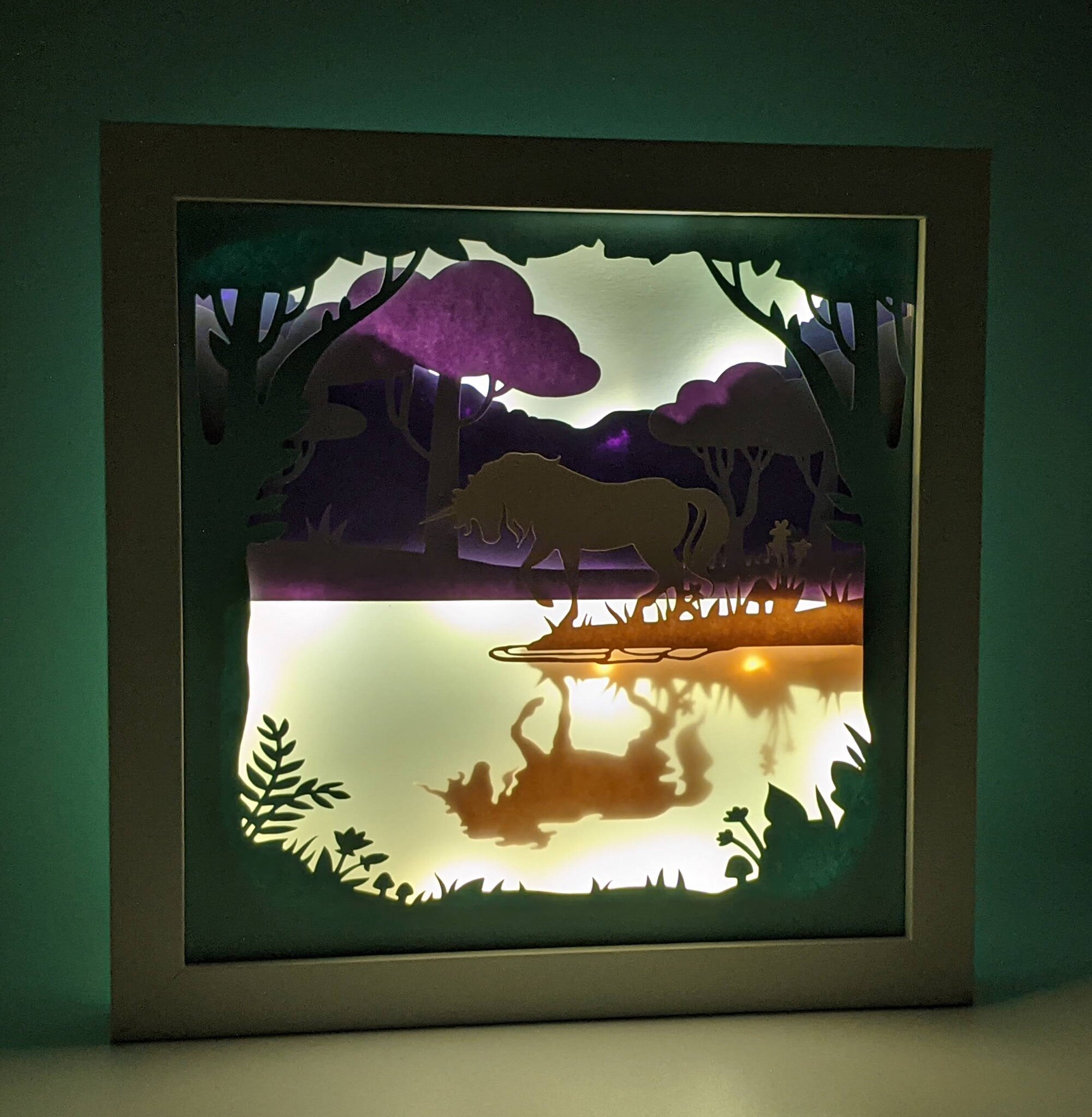 Unicorn Night Light Shadow Box Unicorn Light up Shadow Box - Etsy