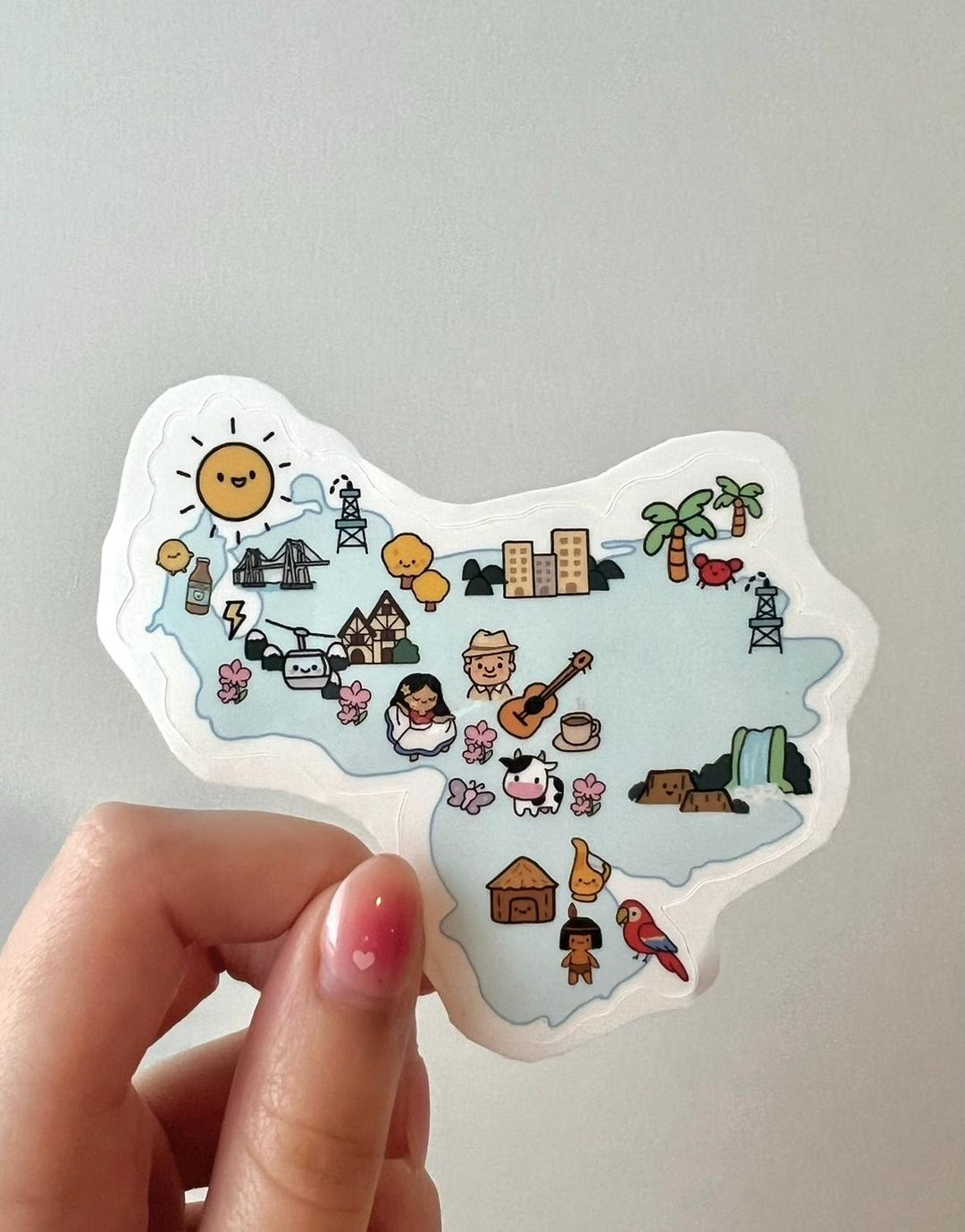 Venezuela Map Sticker – Cultural Landmarks & Hot Spots | Vinyl ...