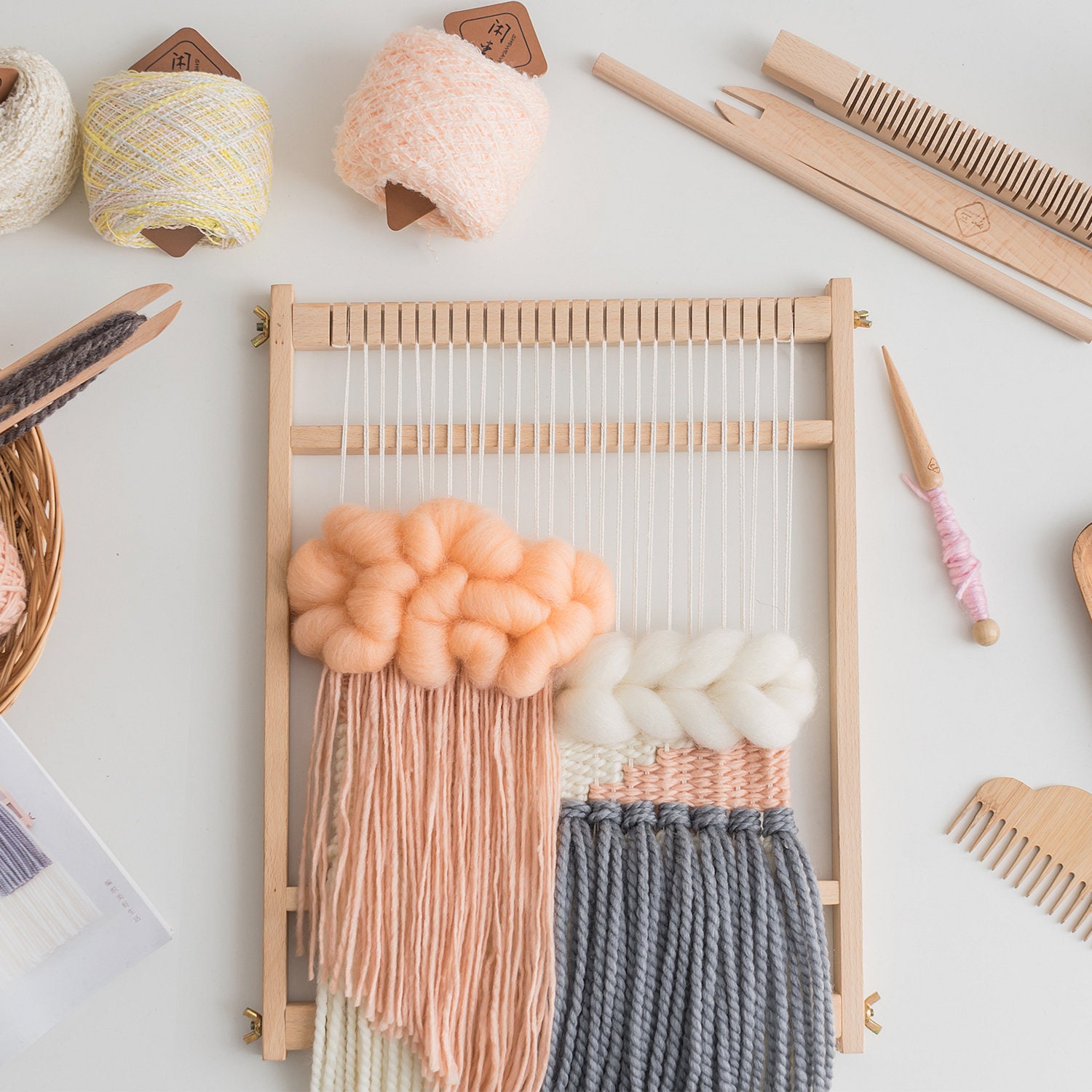 DIY Weaving Loom Kit - Beginner Weaving Frame - Includes Yarn and Tools ...
