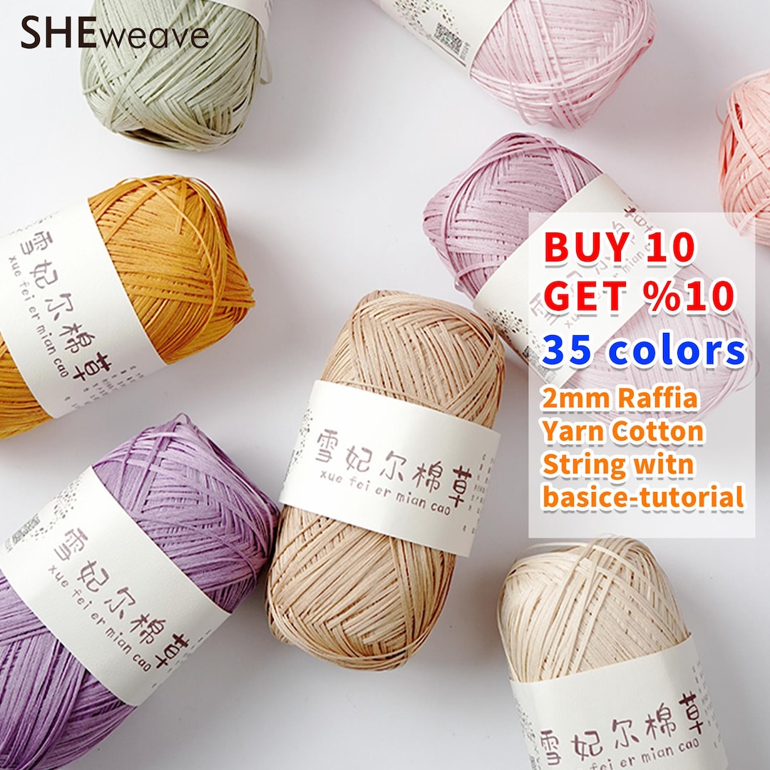 100% Cotton Raffia Yarn for Crochet, Premium Raffia Yarn, Beach Bag and ...