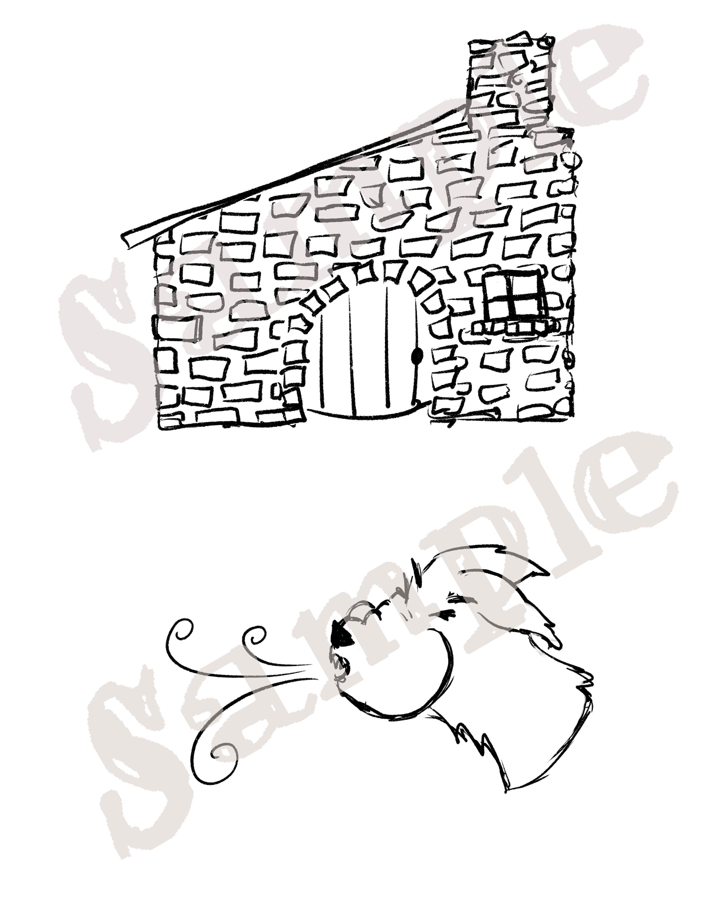 Storytelling/stick Puppets/coloring Sheets: 3 Pigs - Etsy