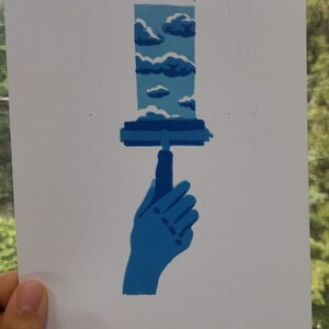 Printing the Sky // Linoleum Reduction Print - Etsy