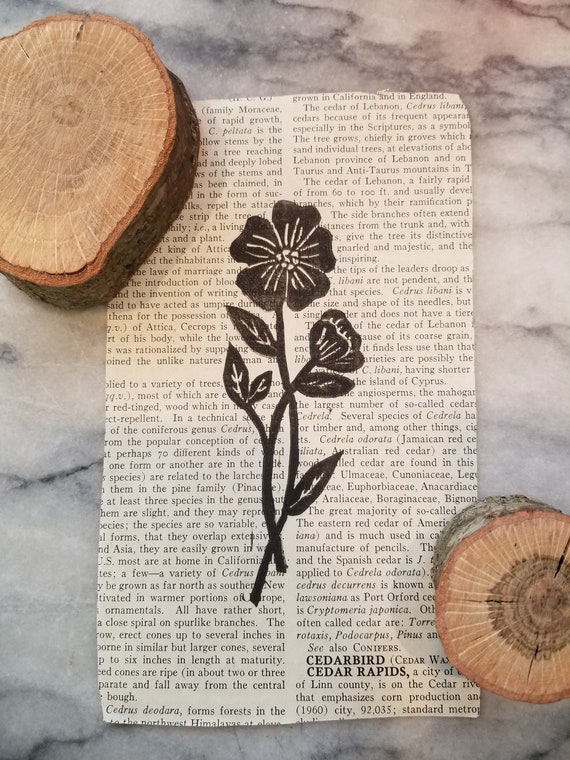 Simple Flower // Linoleum Relief Print | Etsy