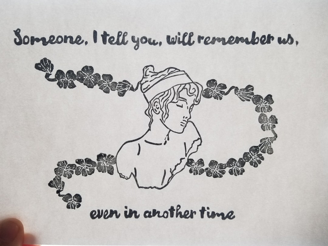 Sappho With Violets // Linoleum Relief Print - Etsy