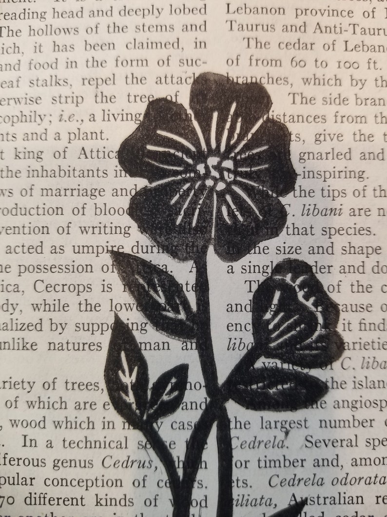 Simple Flower // Linoleum Relief Print - Etsy