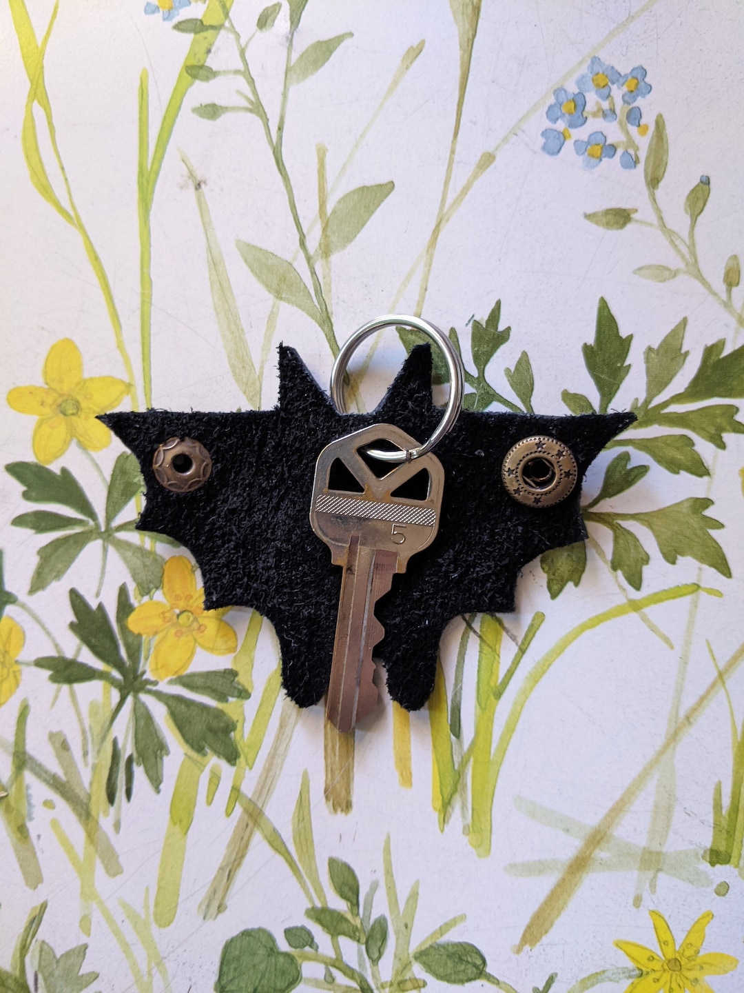 Bat Key Keeper | Leather Bat Key Holder | Black Leather Keychain - Etsy