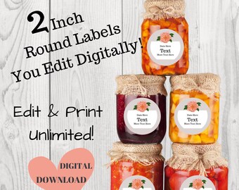 Round Labels Jar Container Printable Editable Label Digital - Etsy