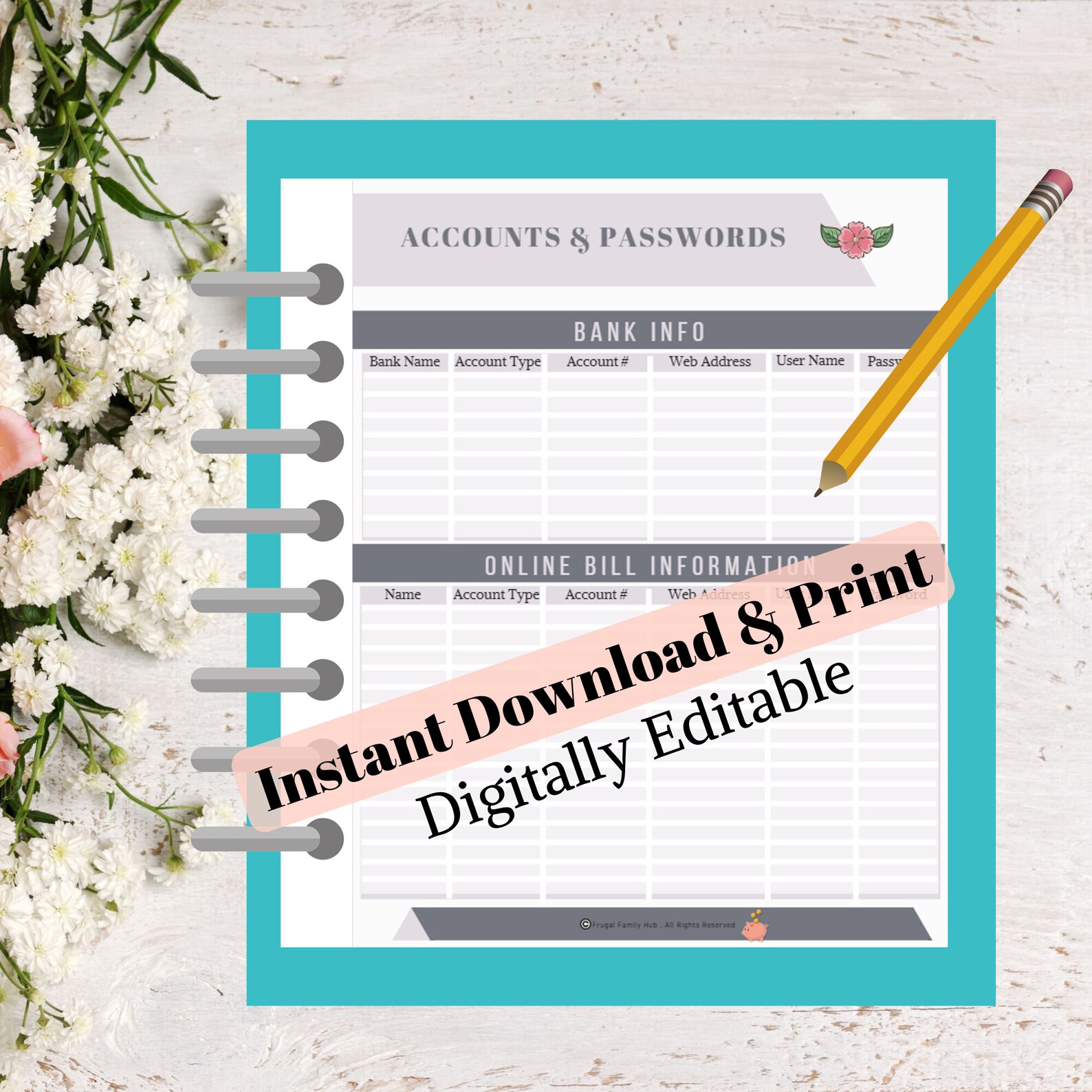 Password Organizer to Keep Passwords and Website Lists - Etsy