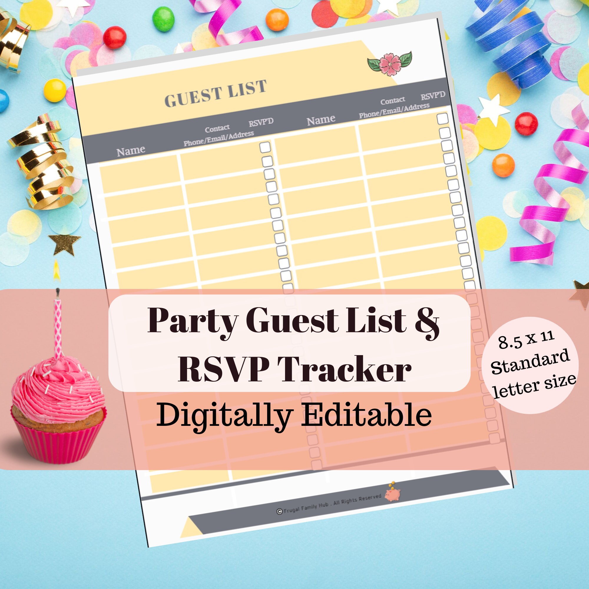 Editable Guest Listparty Guest Listprintable Guest - Etsy