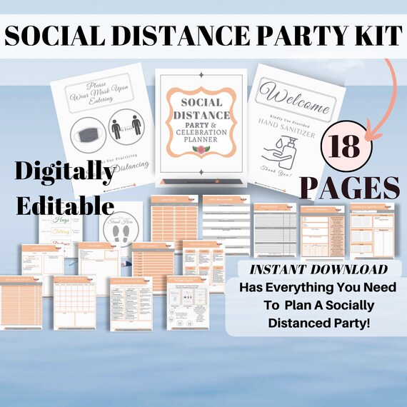 Paper Calendars & Planners Social Distancing KIT Editable Party Kit ...