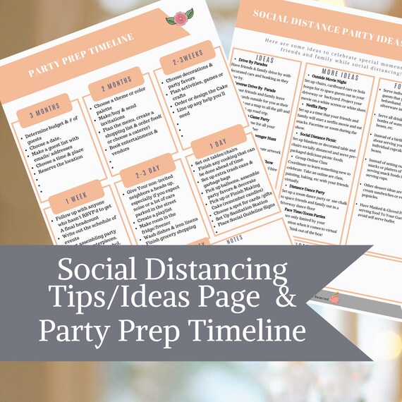 Paper Calendars & Planners Social Distancing KIT Editable Party Kit ...