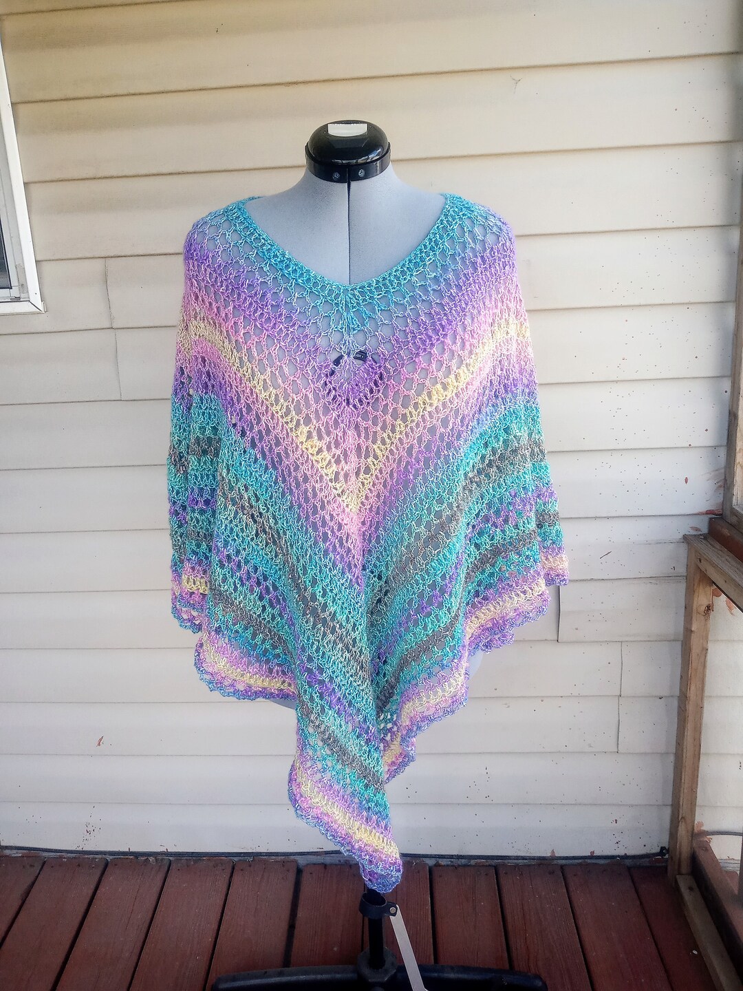 Handmade Crochet Lace Poncho: Metallic Sparkle Shawl - Etsy