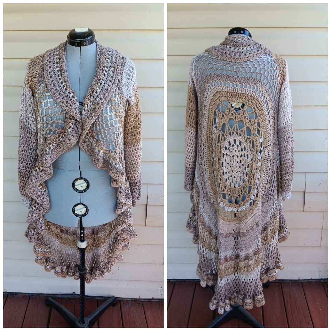 Lotus Mandala Duster / Women's Cardigan / Handmade Crochet Jacket - Etsy