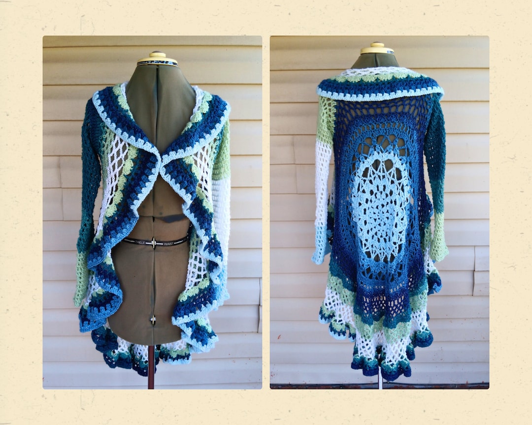 Lotus Mandala Duster / Women's Cardigan / Handmade Crochet Jacket - Etsy