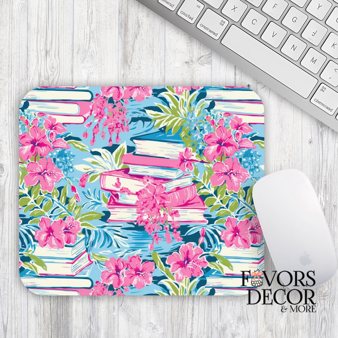 Preppy Floral Print Mouse Pad, Desk Accessory, Cute Mouse Pad, Teacher ...
