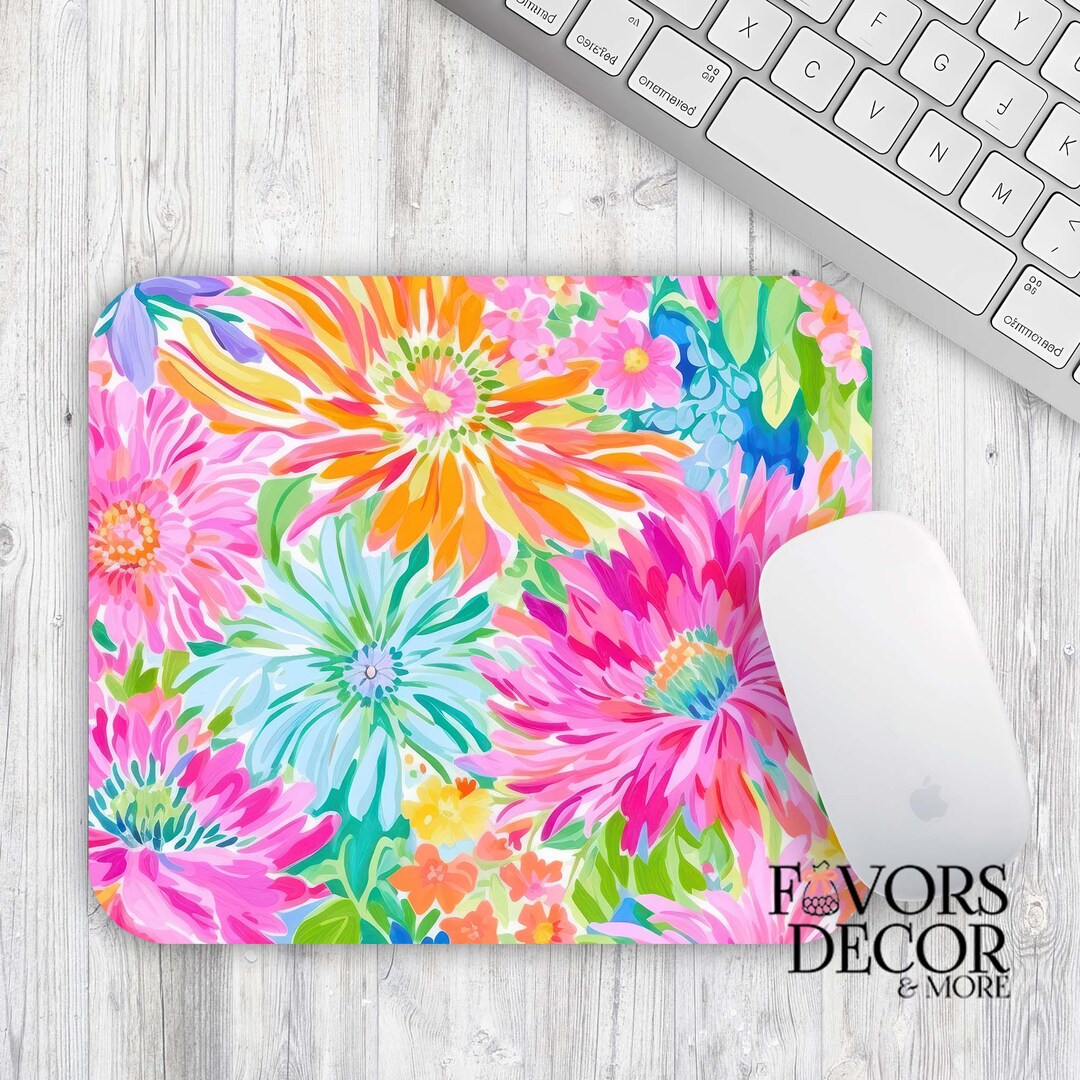Mouse Pad - Preppy Floral Print, Desk Accessory, Gamer Mouse Pad ...