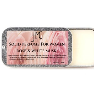 Solid Perfume for Women Rose & White Musk Solid Cologne Handmade in UK ...