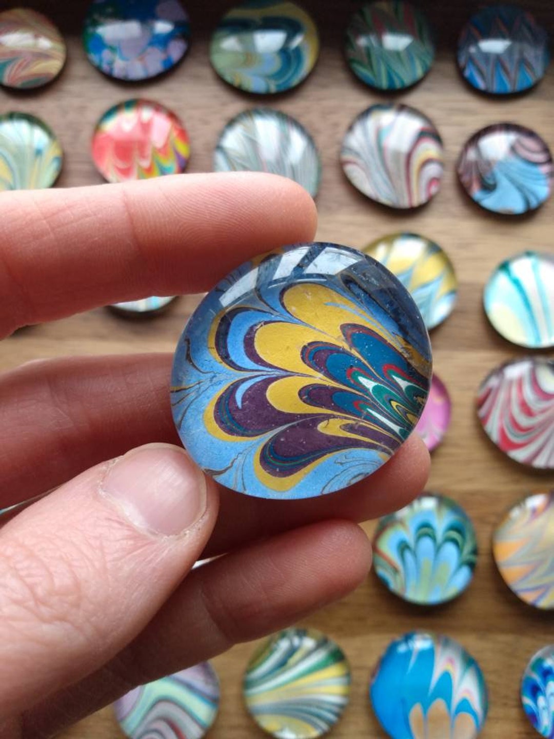 Gem Magnets, Marbled, Set of 3 Magnets Randomly Chosen, Marbled ...