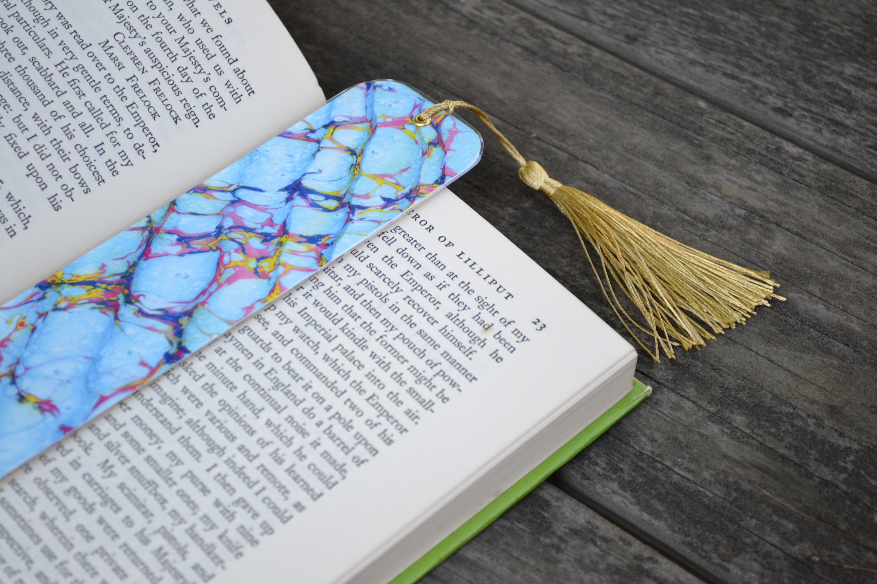 Laminated Marbled Paper Bookmarks With Gold Tassel (set of 3 Randomly ...
